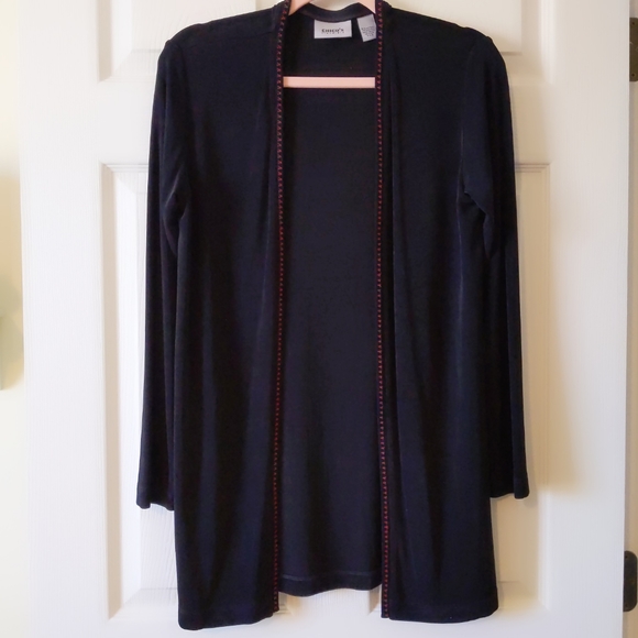 Chico's | Sweaters | Chicos Travellers Cardigan Black With Red Trim ...